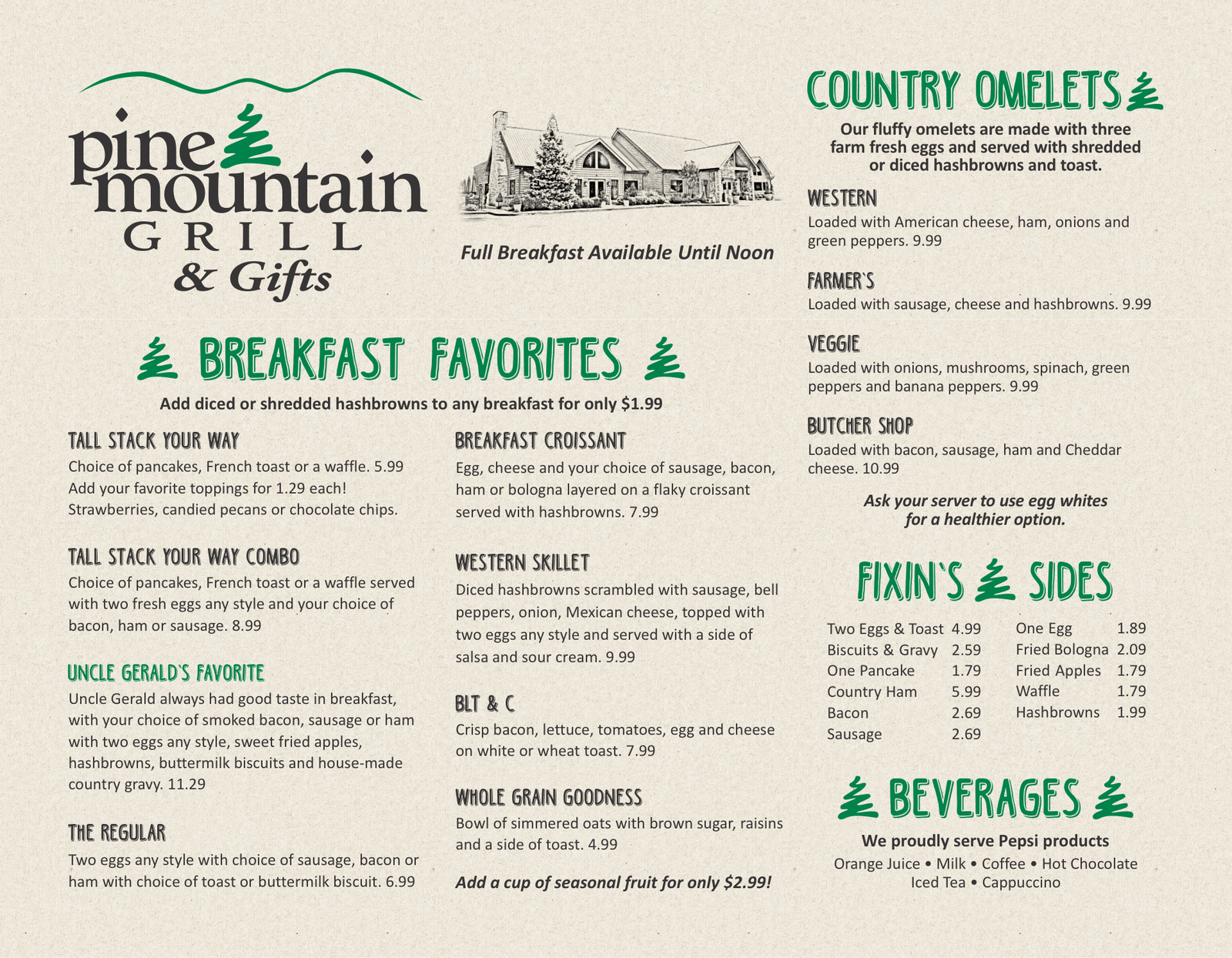 Menus - Pine Mountain Grill